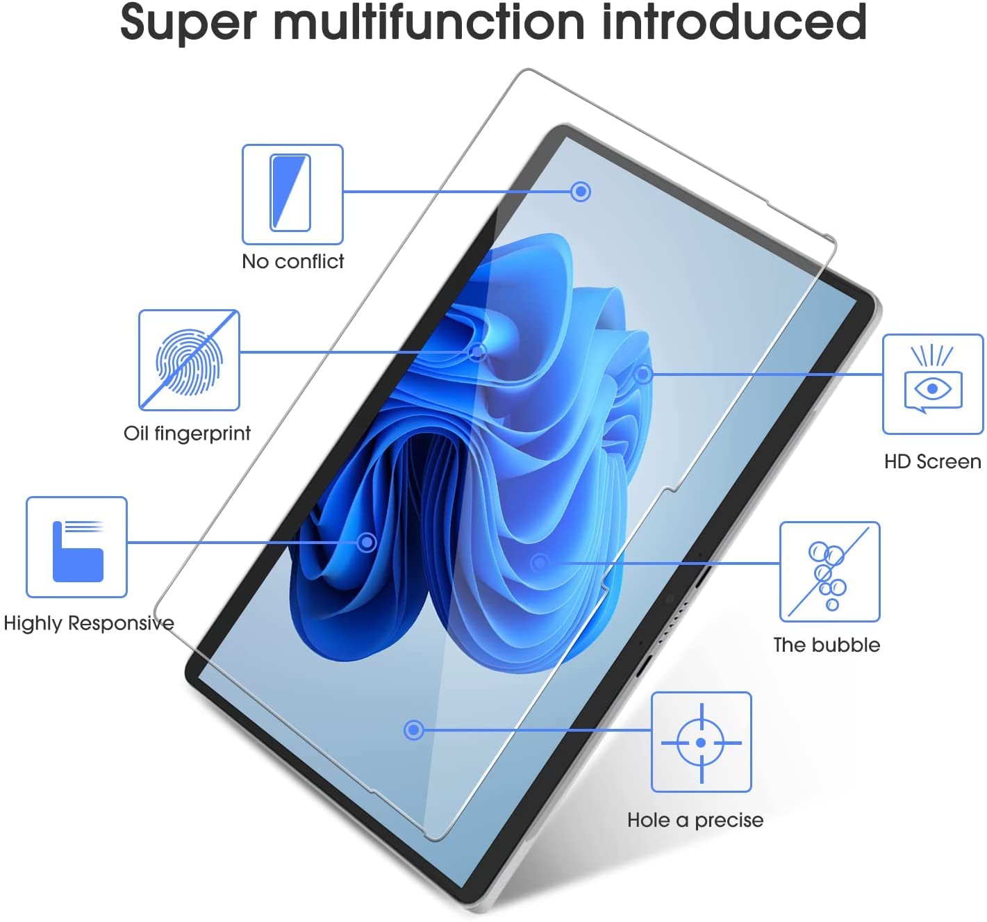 ZenRich Bundle for Surface Pro 8: 2-Pack Tempered Glass Screen Protectors with Anti-Glare& Rugged Full-Body Case with Rotatable Kickstand and Hand Strap