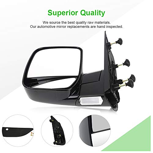 SCITOO Driver Side Mirror fit for 2002-2008 for Ford E150 E250 E350 E450 E550 Van with Duel Glass Fold Manual Controlling Features Puddle Light Exterior Accessories Left Side Mirror