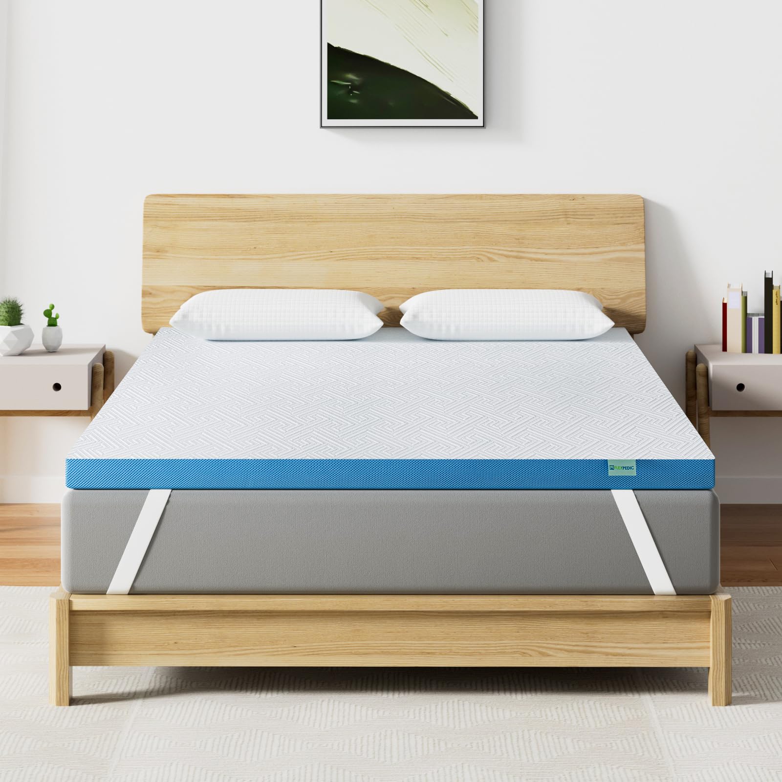 FP FLEXPEDIC FLEXEDIC 2 Inch Mattress Topper King, Premium Soft Topper for Cooling Sleep, Non-Slip Design with Removable & Washable Cover, CertiPUR-US Certified