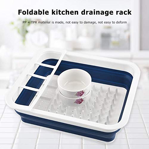 STRAW New Foldable Dish Rack Kitchen Storage Holder Drainer Bowl Tableware Plate Portable Drying Rack Home Shelf Dinnerware Organizer (Color : A)