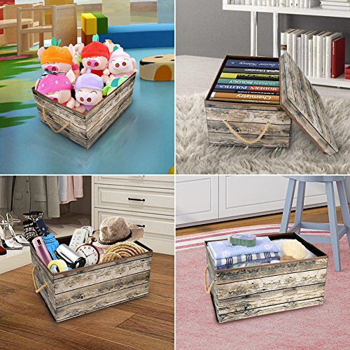 Livememory Storage Bins with Lids - 2 Pack, Decorative Storage Boxes with Lids and Handles