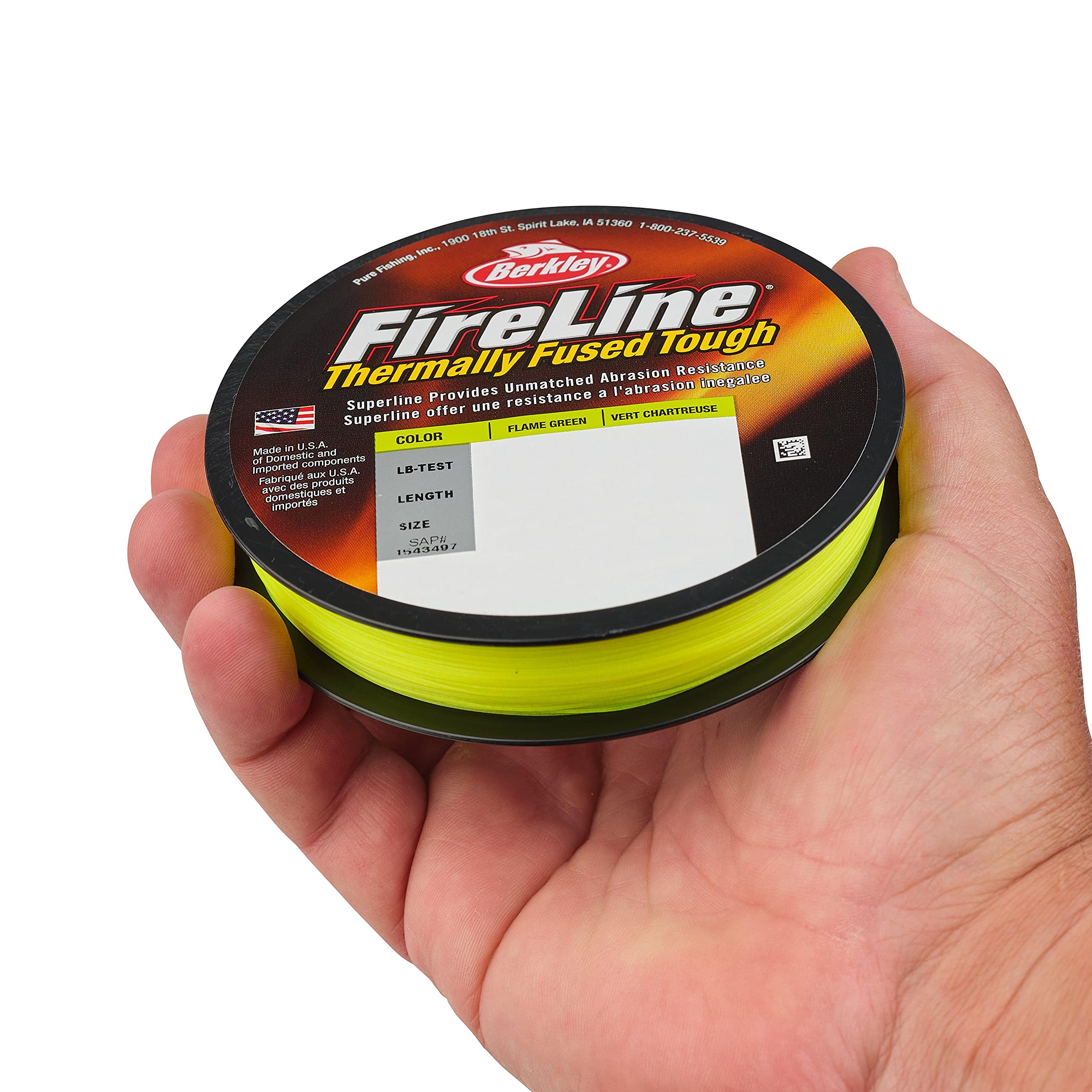 Berkley FireLineĀ® Superline, Flame Green, 14lb | 6.3kg, 125yd | 114m Fishing Line, Suitable for Freshwater Environments