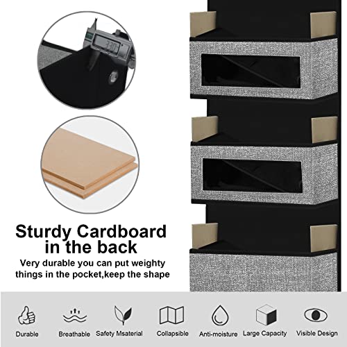 JAYSDAYLY Over the Door Hanging Organizer Storage with 5 Large Pockets,Wall Mount Pantry Organizers with Clear Windows and 2 Metal Hooks for Toilet,Bathroom,Closet,Nursery,Diapers