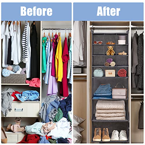 Fixwal Hanging Closet Organizer Storage 15 Section Clothes Drawers & Shoe Shelves Space Saving Clothes Shoes Accessories Holder & Storage for Bedroom Nursery Cloakroom Or RVs
