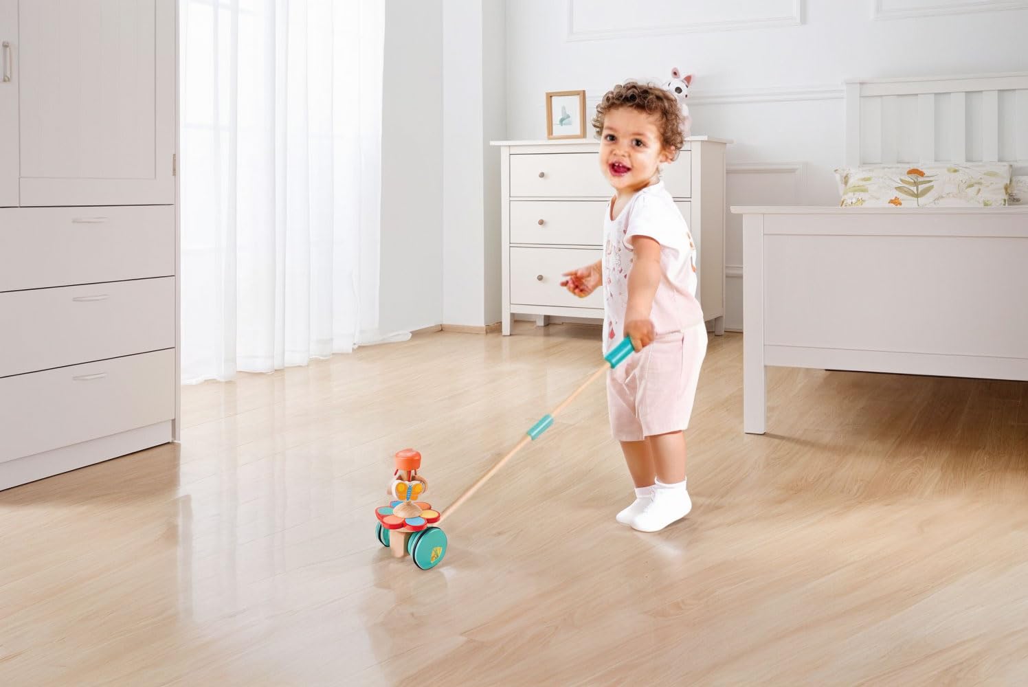 Hape Dancing Butterflies Push and Pull Toy, Assorted Colors, 12+ Months, L: 4, W: 6.9, H: 22.2 inch