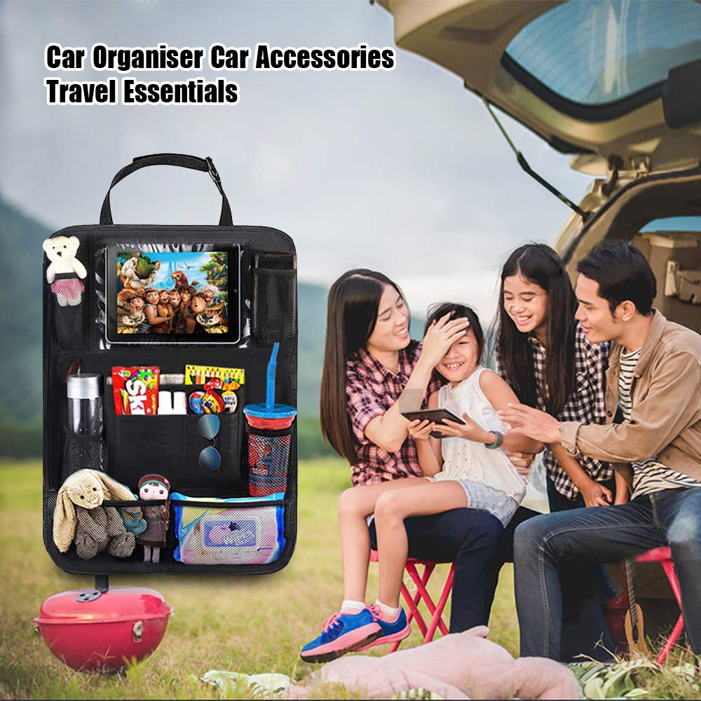 Car Backseat Organizer with 10" Table Holder, 10 Storage Pockets Seat Back Protectors Kick Mats for Kids Toddlers,Car Travel Accessories,Waterproof and Durable car Organizer, 2 Pack