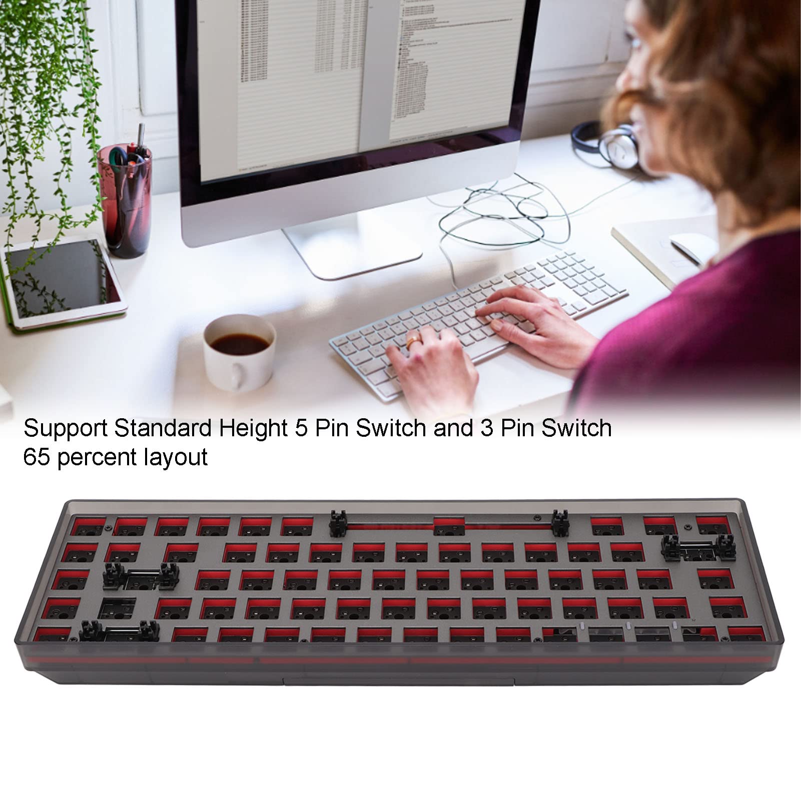 DIY Mechanical Keyboard Kit, 68 Keys Modular Mechanical Keyboard, Adopts Switch Hot Swap, 65 Percent Layout, Metal Positioning Plate, Custom Gaming Keyboard(Black)