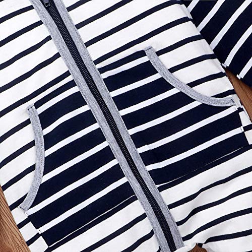Newborn Baby Boys Outfit Mitiy Long Sleeve Rompers Striped Hoodie Jumpsuit Clothes Set
