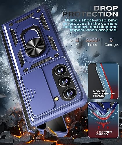 Neivi Case for Samsung Galaxy Z Fold 5 Case with Magnetic Kickstand Slide Camera Cover Protector[8FT Military Shockproof Protection] Bumper Car Mount Phone Case Samsung Z Fold 5 5G (Blue)