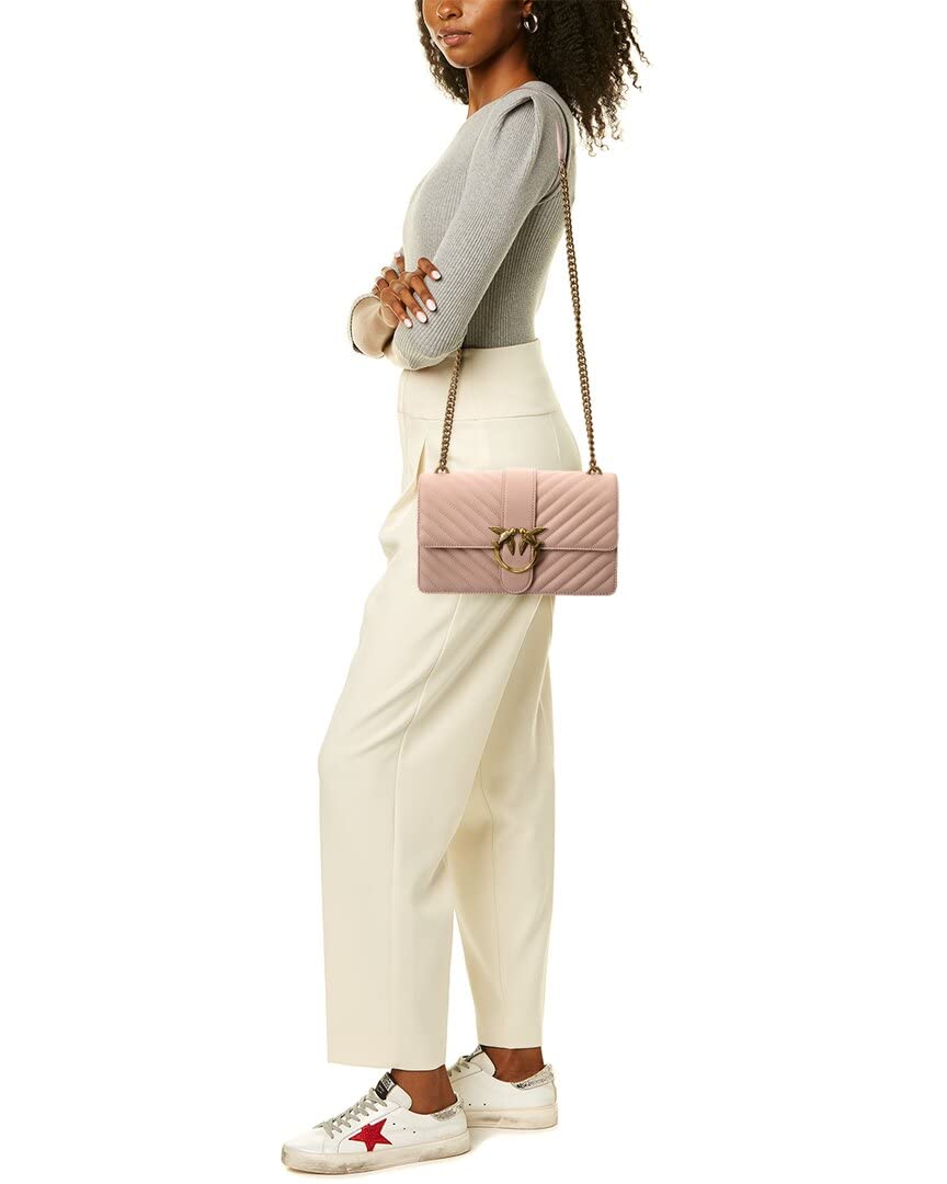 Pinko Love Classic Icon V Leather Shoulder Bag, Blue