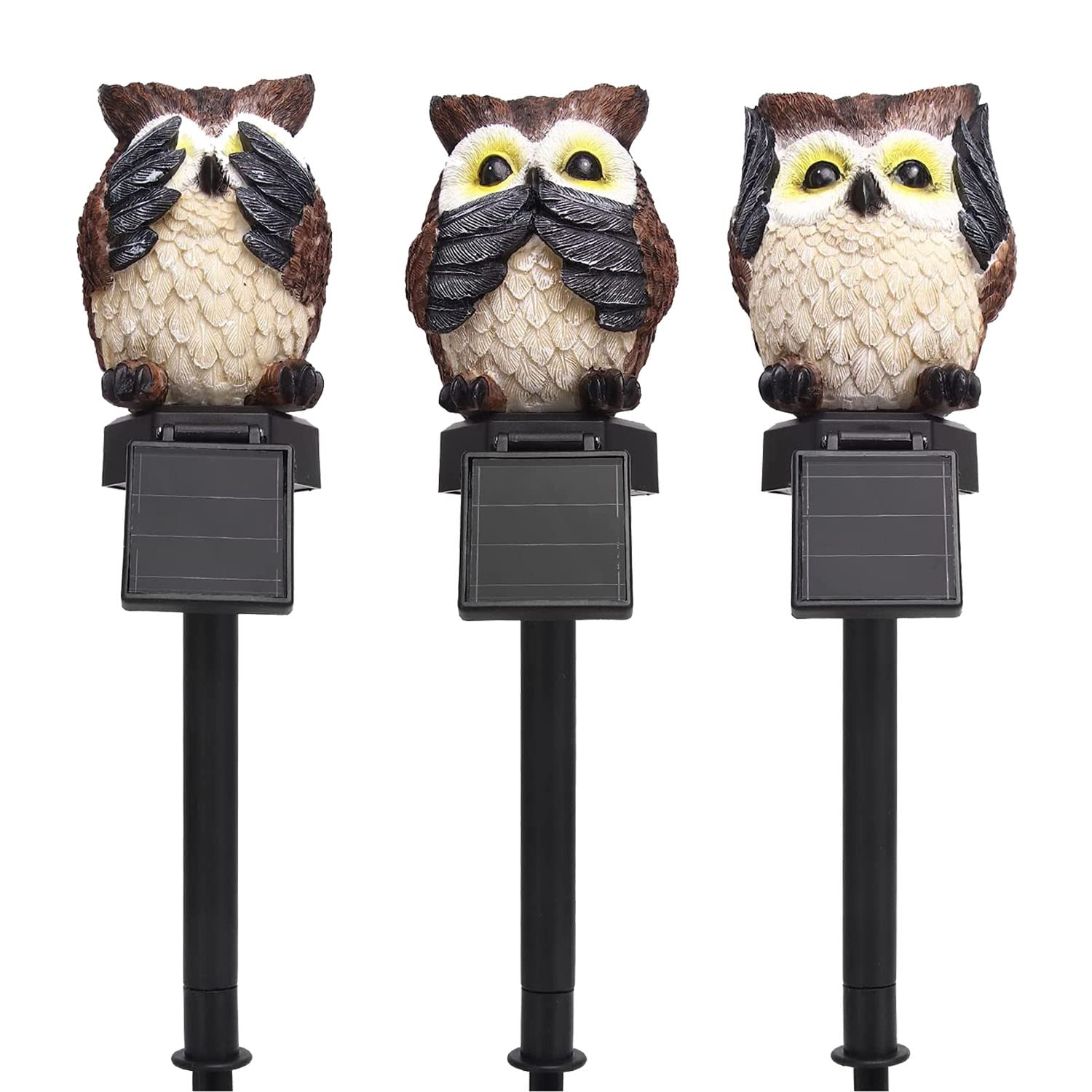 TastyHome Solar Owl Decor 3 Packs, Owl Solar Light Waterproof with Stake for Garden Decoration£¬Owl Solar Path Light Lamp Garden Sculptures & Statues for Lawn Backyard Decor