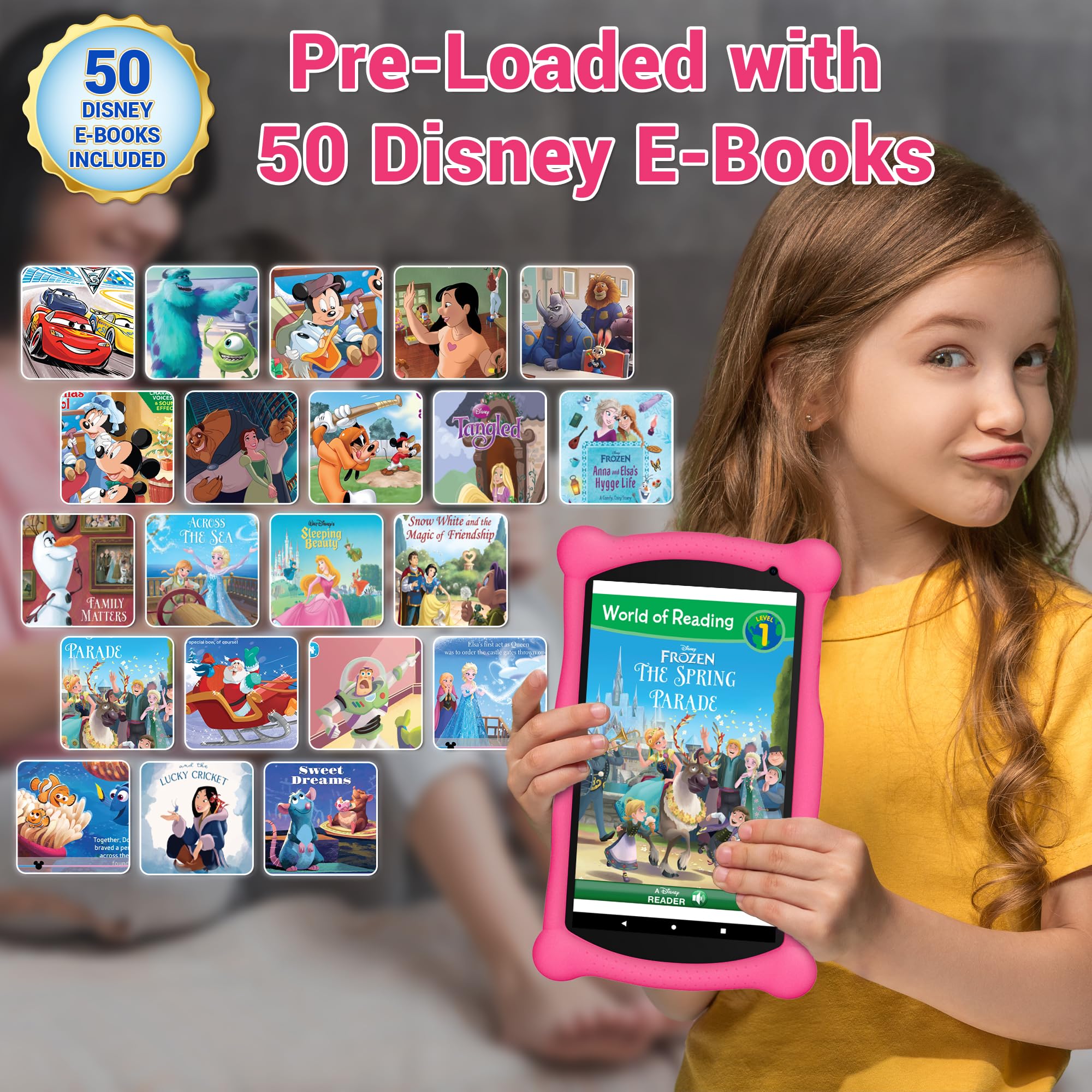 Contixo Kids Tablet, V10 7 Inch Tablet for Kids and Smart Watch Bundle, 2GB 32 GB Toddler Tablet with Bluetooth, with Smart Watch/Touch Screen, Camera, Video and Audio Recording, MP3 Player-Pink