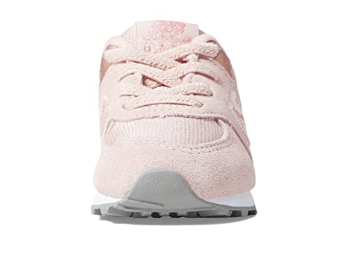 New Balance Girls 574 V1 Bungee Sneaker, Pink Haze/White, 7 Toddler