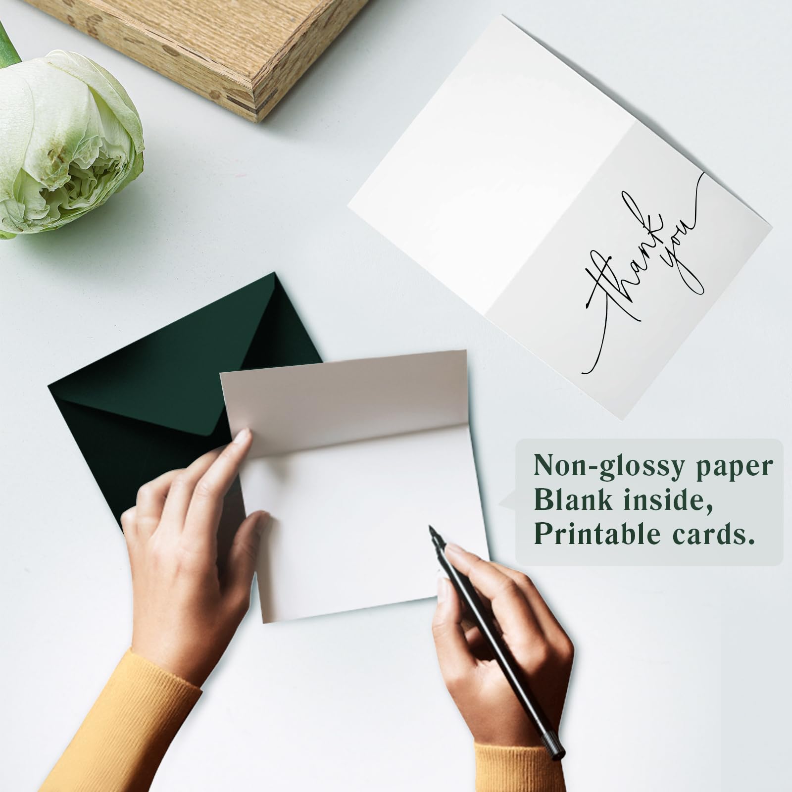 Goefun 144 Thank You Cards with Envelopes Bulk Pack 4×6 Green Blank Thank You Notes, Elegant Designs for Wedding, Baby Shower, Bridal Shower, Small Business, Graduation and Funeral