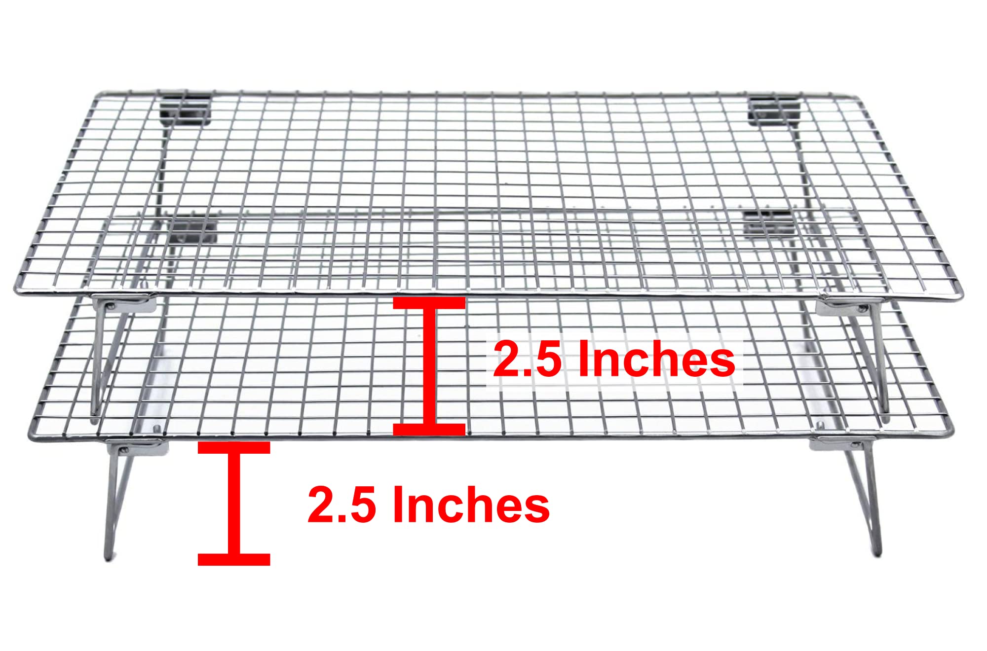 Checkered Chef Stainless Steel Stackable Cooling Racks - 2 Pack Stacking Cooling/Baking Racks - Each Rack 10 x 15" - Tiered Cooling Rack for Cooking, Cooling and Baking - Oven and Dishwasher Safe