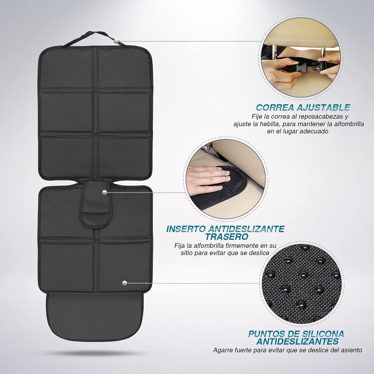 Car Child Seat Protector Car Protector for Car Seats with Non-Slip Silicone Thick Padding, Seat Cover for Carseats with Storage Pocket Oasser