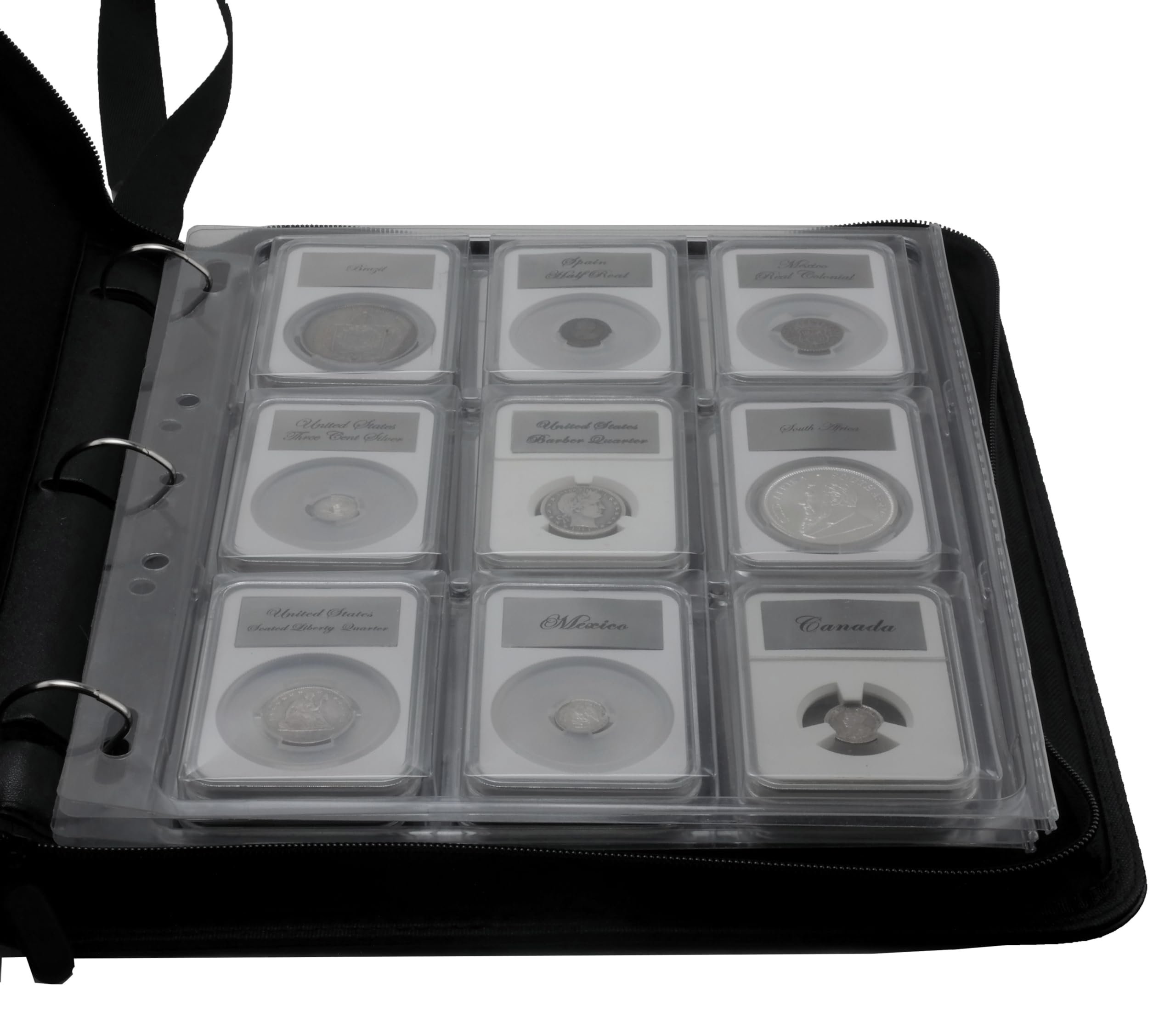 Ursae Minoris Echelon Zipper Album with Collector's Pages for 36 Coins in Standard Certified or Certified-Style Holders PCGS, NGC, ANACS, Lighthouse, Guardhouse, BCW, Ursae Minoris – Deep Blue
