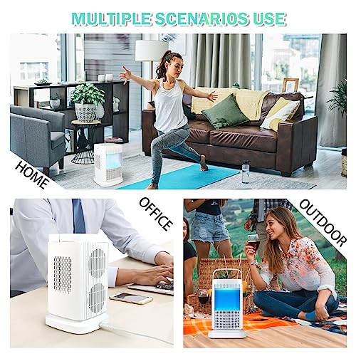 JOYENERGY Portable Air Conditioner Fan, Innovative Semiconductor Refrigeration, Personal Fan with 4 Wind Speeds, Desk Cooling Fan for Home, Travel and Office