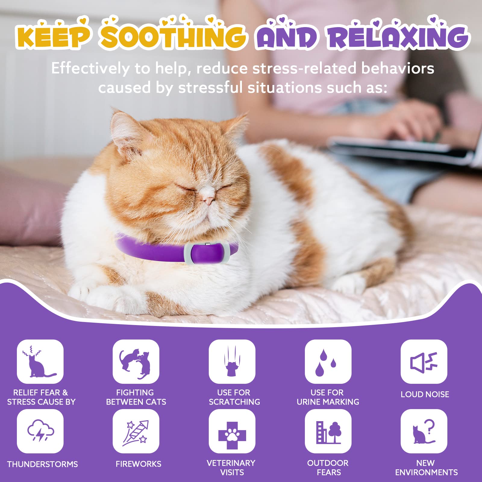 FRDUGA Calming Collar for Cats, Cat Calming Collar, All New Calming Pheromone Collar for Cats, Cat Pheromone Collar, Cat Calming Collar for Anxiety, Efficient Relieve Anxiety and Stress(4 Pcs)