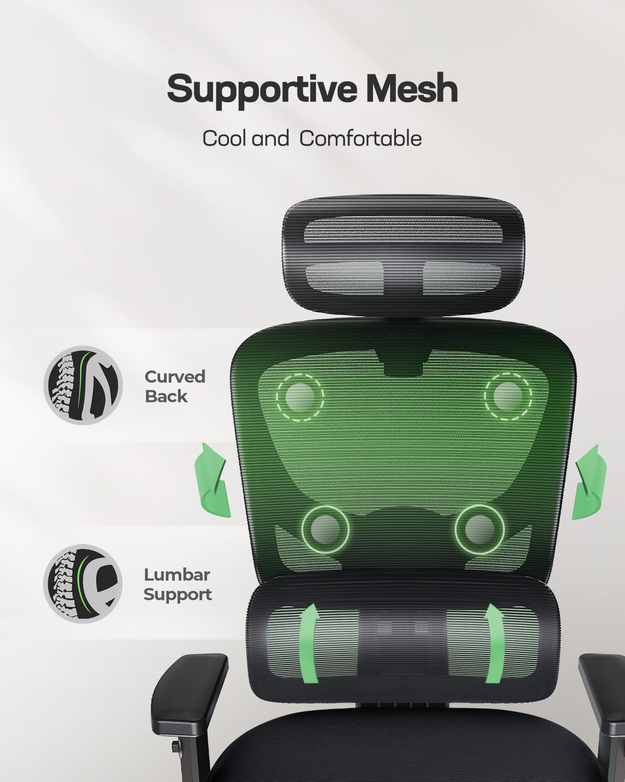 Ergonomic Office Chair Desk Chair: Marsail High Back Mesh Office Chair with Adjustable Lumbar Support and Adjustable 2D Headrest, Ergonomic Gaming Chair for Home Office