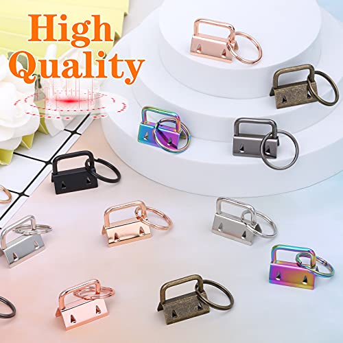 Key Fob Hardware, modacraft 42PCS 1 Inch 7 Colors Keychain Hardware Set Key Fob Hardware for Wristlet Keychain, Key Lanyard and Key Chain Making Hardware Supplies
