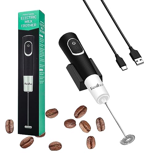 Neoikos Milk Frother Coffee Mixer Handheld, Rechargeable Coffee Grinder, Frother Whisk, Mini Blender and Electric Mixer Coffee Frother for Frappe, Latte, Matcha...