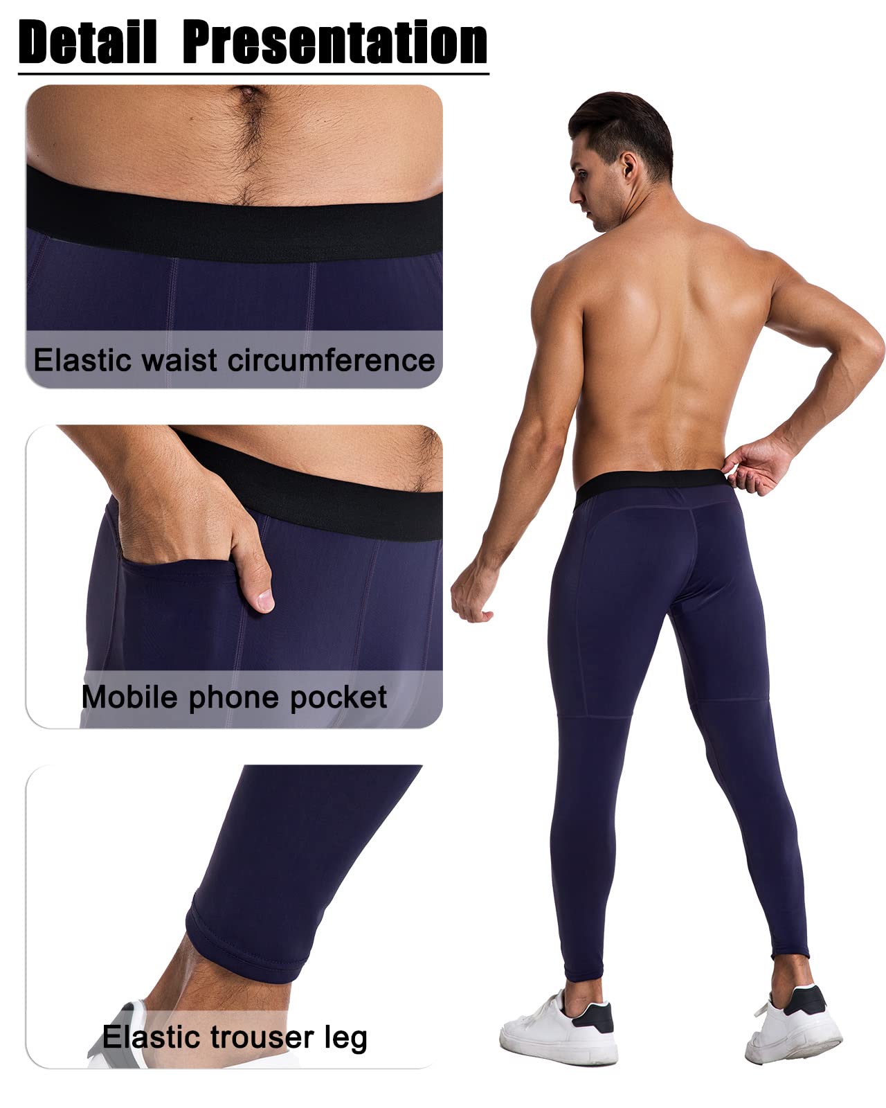 CANGHPGIN Men's Compression Pants Sports Tights for Men Gym Running Baselayer Cool Dry Workout Athletic Leggings