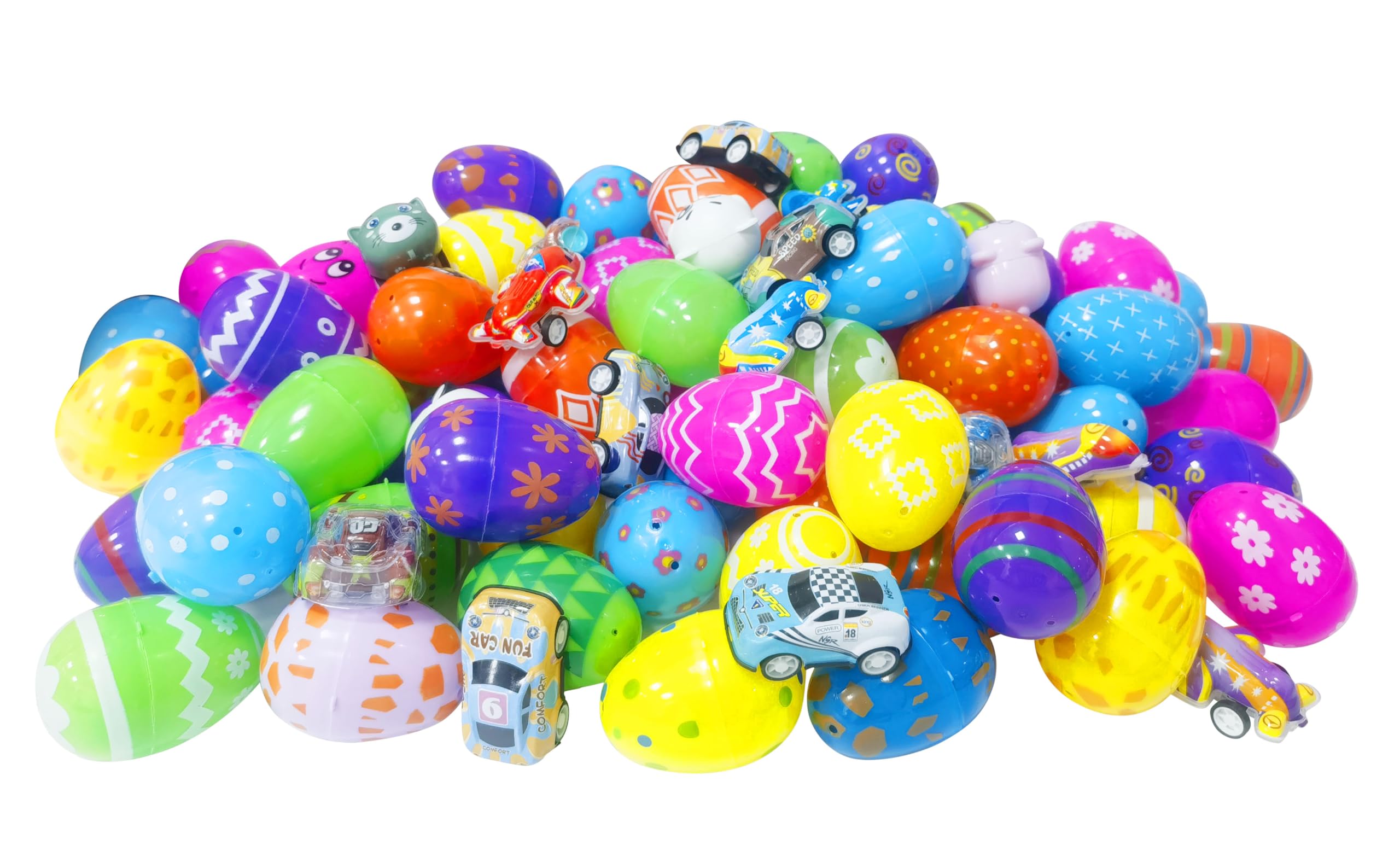Cherislpy 80 Pack Easter Eggs with Pull Back Cars Mini Cars and Planes Toys Inside Great for Kids Toddlers Easter Basket Stuffers Eggs Fillers Gifts