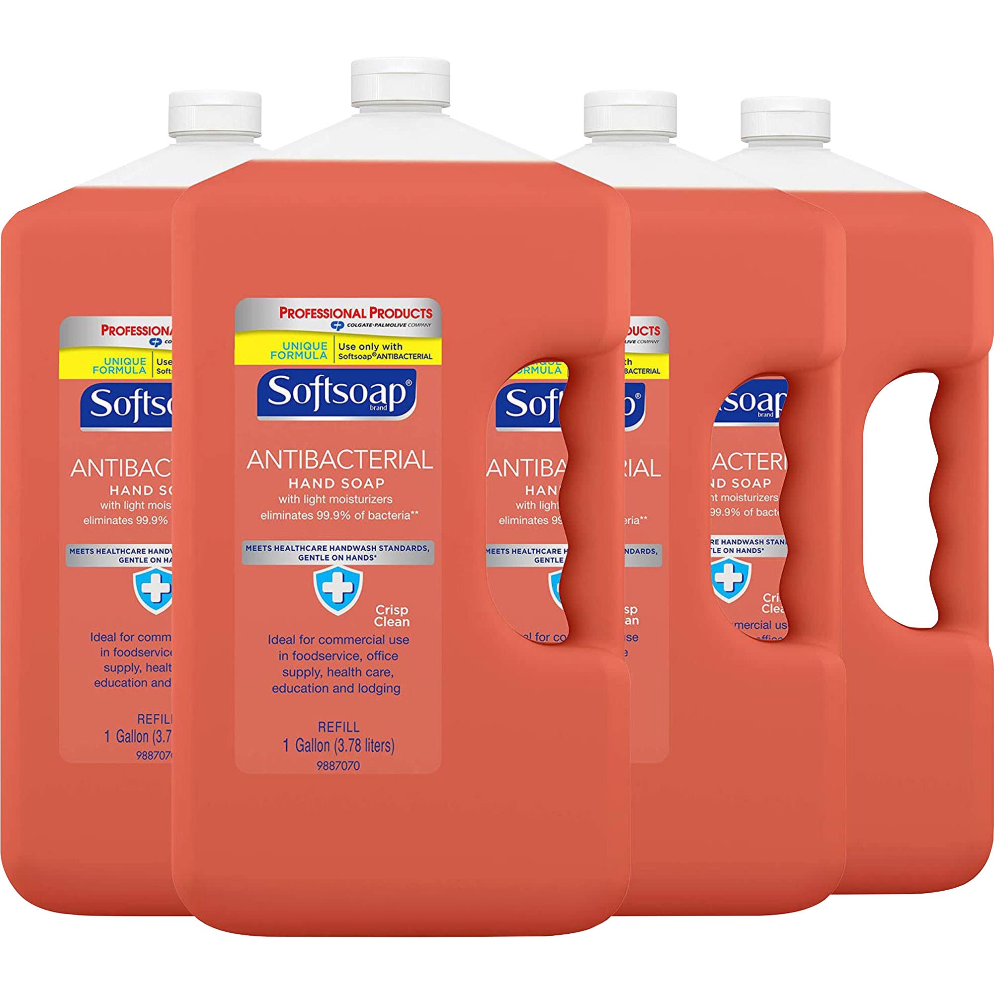 Softsoap Antibacterial Liquid Hand Soap Refill, Crisp Clean, Antiseptic Moisturizing Hand Soap, 1 Gallon (Pack of 4) (201903) (Packaging May Vary)