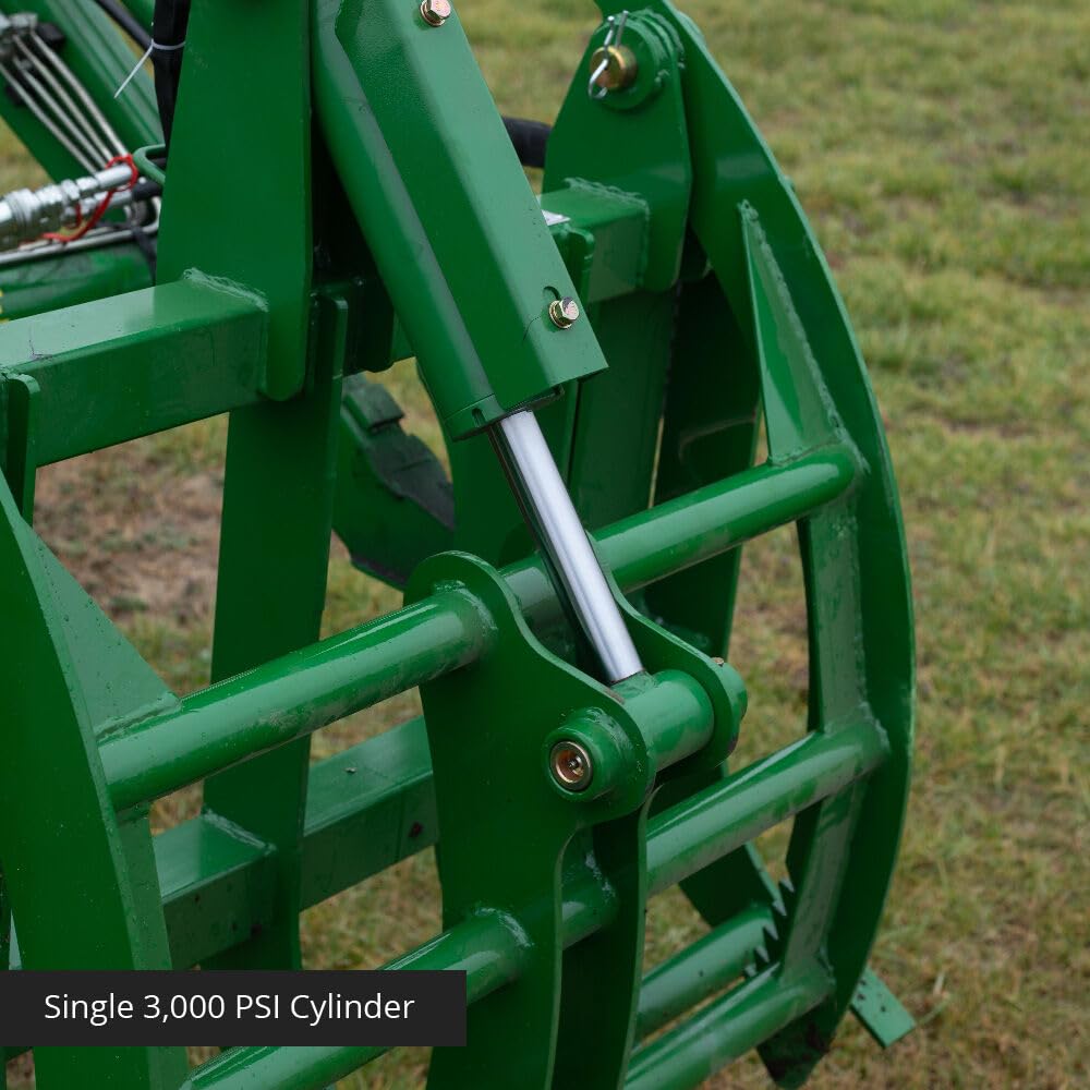 Titan Attachments 48â€ Light-Duty Single Cylinder Root Grapple Rake fits John Deere Tractors, Economy Series