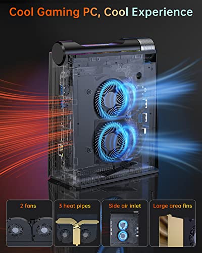 KAMRUI Ryzen Mini PC Gaming,32GB DDR5 Dual Channel 512GB SSD Mini Computer Tower with AMD Ryzen 7 7735HS, Small Desktop Computers Support 4K Triple Screen,RGB Lights,WiFi6,BT5.2,Type C,Windows 11 Pro