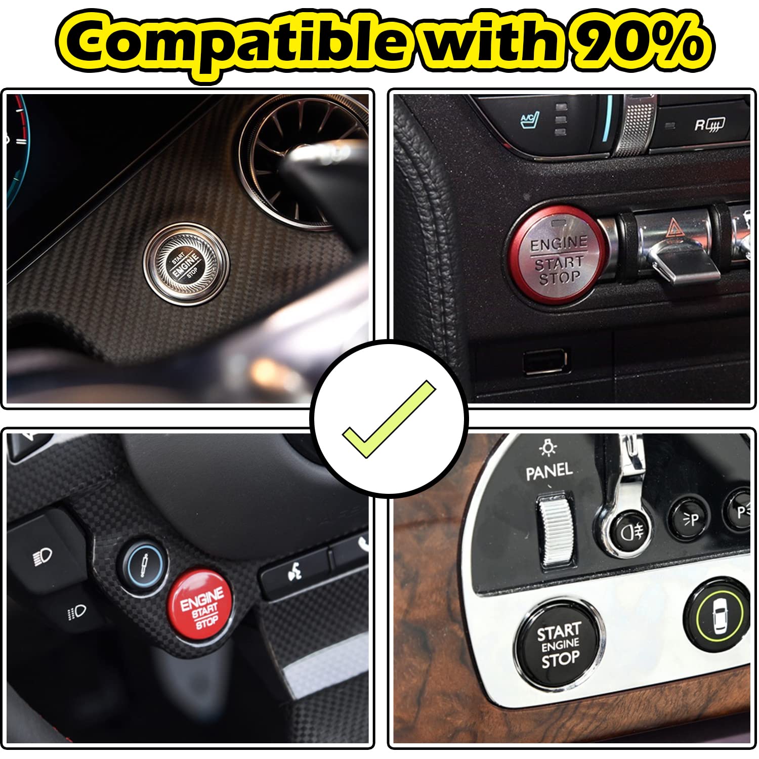 Car Engine Start Stop Button Startup Button Cover Rotary The Protective Shell of The Style Push Start Button Decoration Cover (Black Batman4)