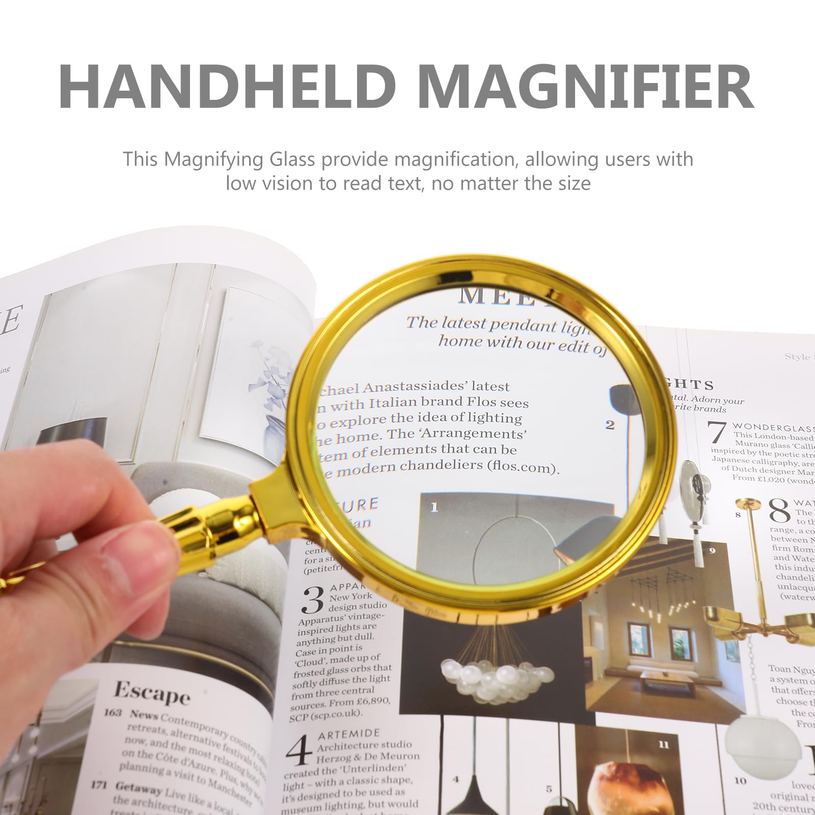 Gold Plated Magnifying Glass Portable Magnifying Lens Metal Magnifying Glass Hand Held Magnifying Glass Detective Kit Golden Magnifying Glass