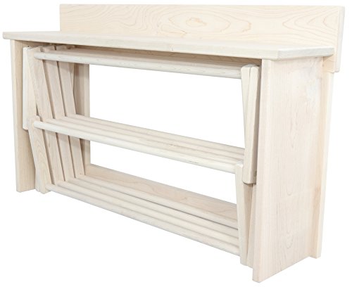Pennsylvania Woodworks Extra Large Wall Clothes Drying Rack ~ Heavy Duty Solid Maple Hardwood, Folding, Collapses to 35" x 20" x 8", Hand Built in USA, Unfinished