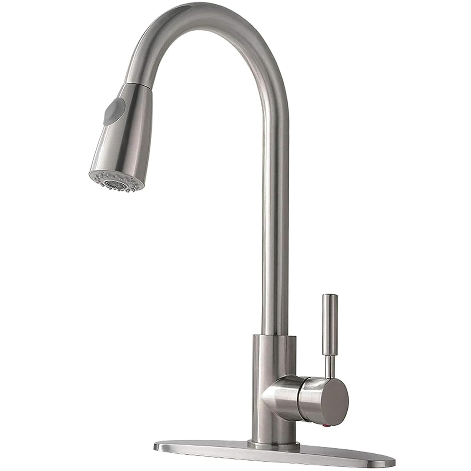 Comllen Single Handle Brushed Nickel Kitchen Faucet, High Arc Stainless Steel Kitchen Sink Faucet with Pull Down Sprayer, Modern Pull Out Faucet for Kitchen Sink with Deck Plate