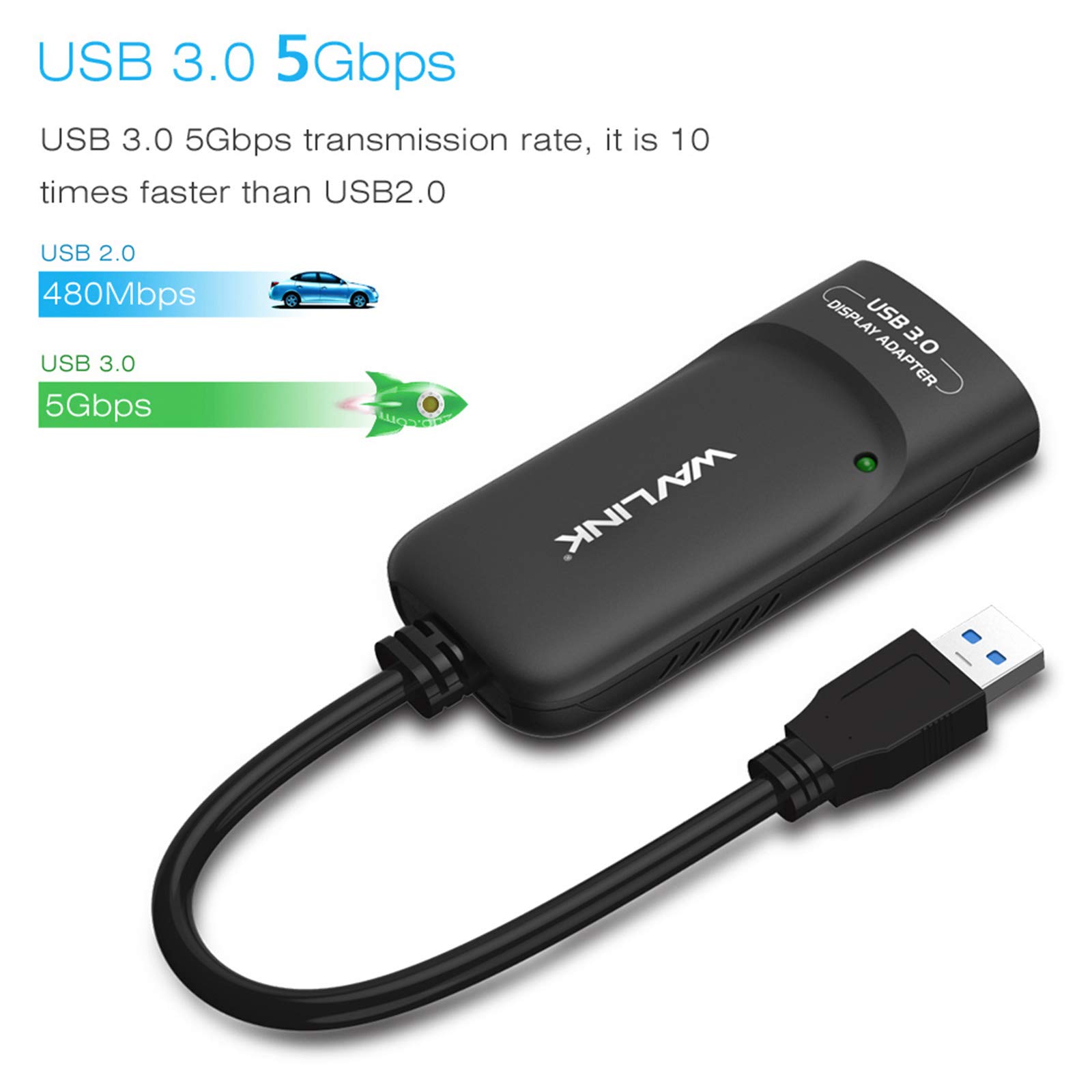 WAVLINK USB 3.0 to HDMI VGA Adapter, USB to VGA HDMI Adapter with Audio Port for Multiple Monitors, Support Windows 11,10, 8.1, 7, XP, and Mac