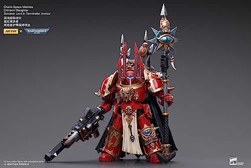 JoyToy Warhammer 40K: Chaos Space Marines Crimson Slaughter Sorcerer Lord in Terminator Armour 1:18 Scale Figure