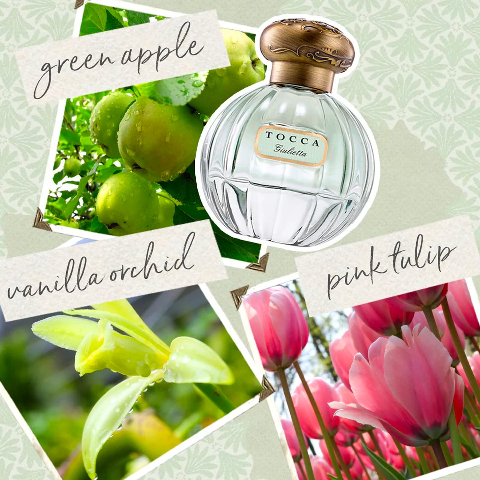 Tocca Women's Perfume, Giulietta Fragrance, 1.7oz (50 ml) - Fresh Floral, Pink Tulips, Green Apple, Vanilla Orchid - Hand-Finished Bottle