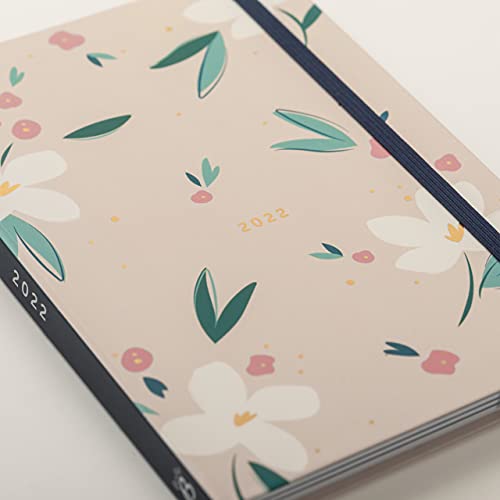 Busy B Busy Life Diary January to December 2022 - A5 Floral Week to View Planner with Dual Schedules, Pen Holder and Pockets