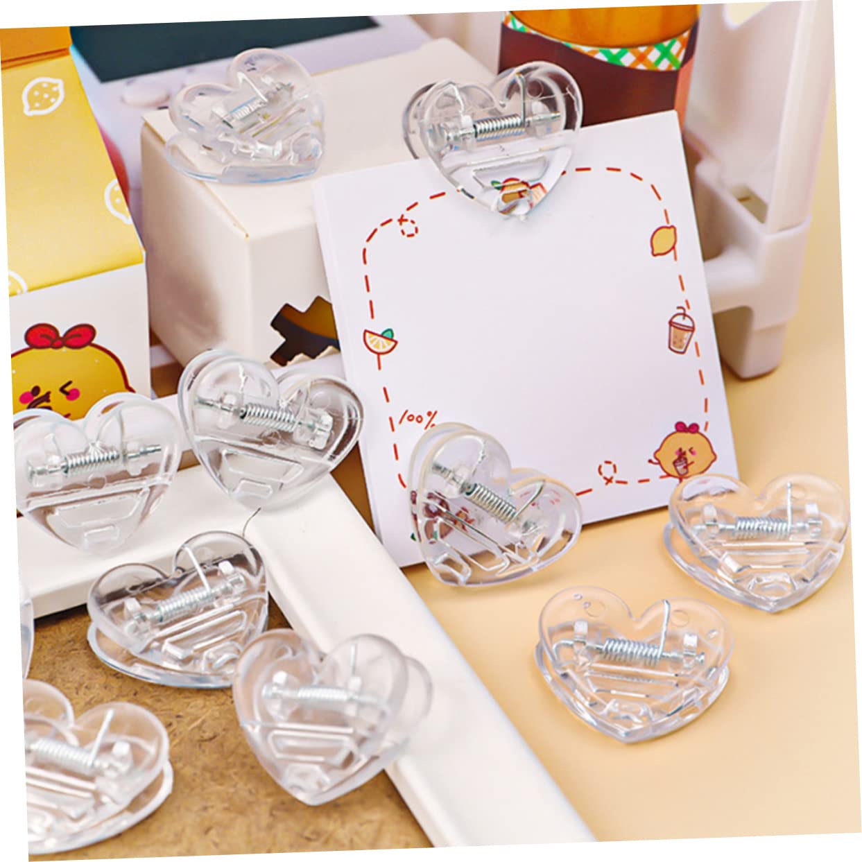Ciieeo 20pcs Transparent Love Clip Heavy Duty Bag Clips File Paper Clamps Money Binder Clips Multipurpose Bag Clips Drawing Board Clamps Mini Chips Plastic Multifunction Girl Paper Clip