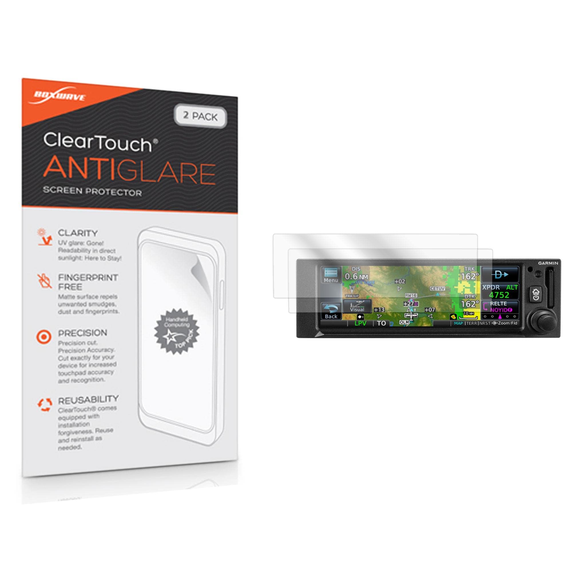 BoxWave Screen Protector Compatible With Garmin GNX 375 (Screen Protector by BoxWave) - ClearTouch Anti-Glare (2-Pack), Anti-Fingerprint Matte Film Skin for Garmin GNX 375, Garmin GNX 375 | GNC 355