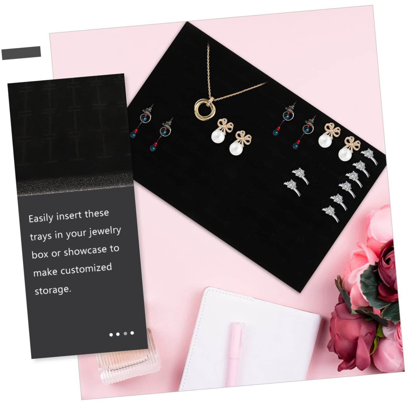 Cabilock 3pcs Jewelry Box ring holder ring earring display pad necklace foam insert jewelry showcase pads foam insert pads drawer ring organizer travel toiletries sponge mosaic travel ring