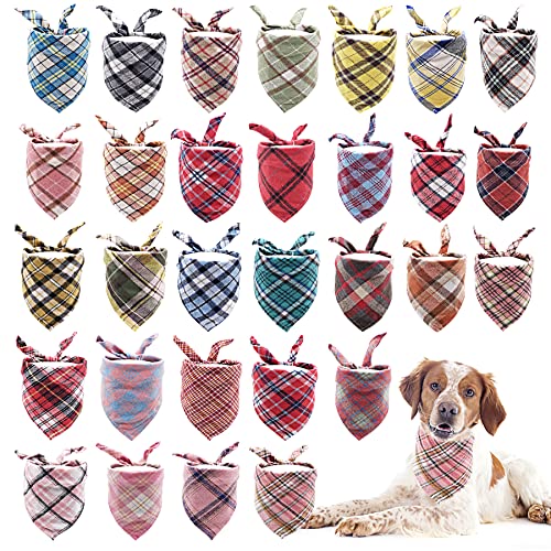 JpGdn 100Pcs/Pack Small Dog Bandana Bulk 24.4*17.3in Pet Bandanas Pack Kerchief Washable Triangle Bibs Head Scarves Scarfs Random Pattern for Boys and Girls Medium Cat Doggy Puppies Grooming Costume