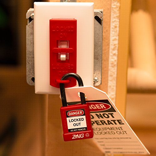 Zing Green Products 6064 USA Made Recycled Plastic Wall Switch Lock Out, 3.5 x 1.5 x 0.25 Inch,Red