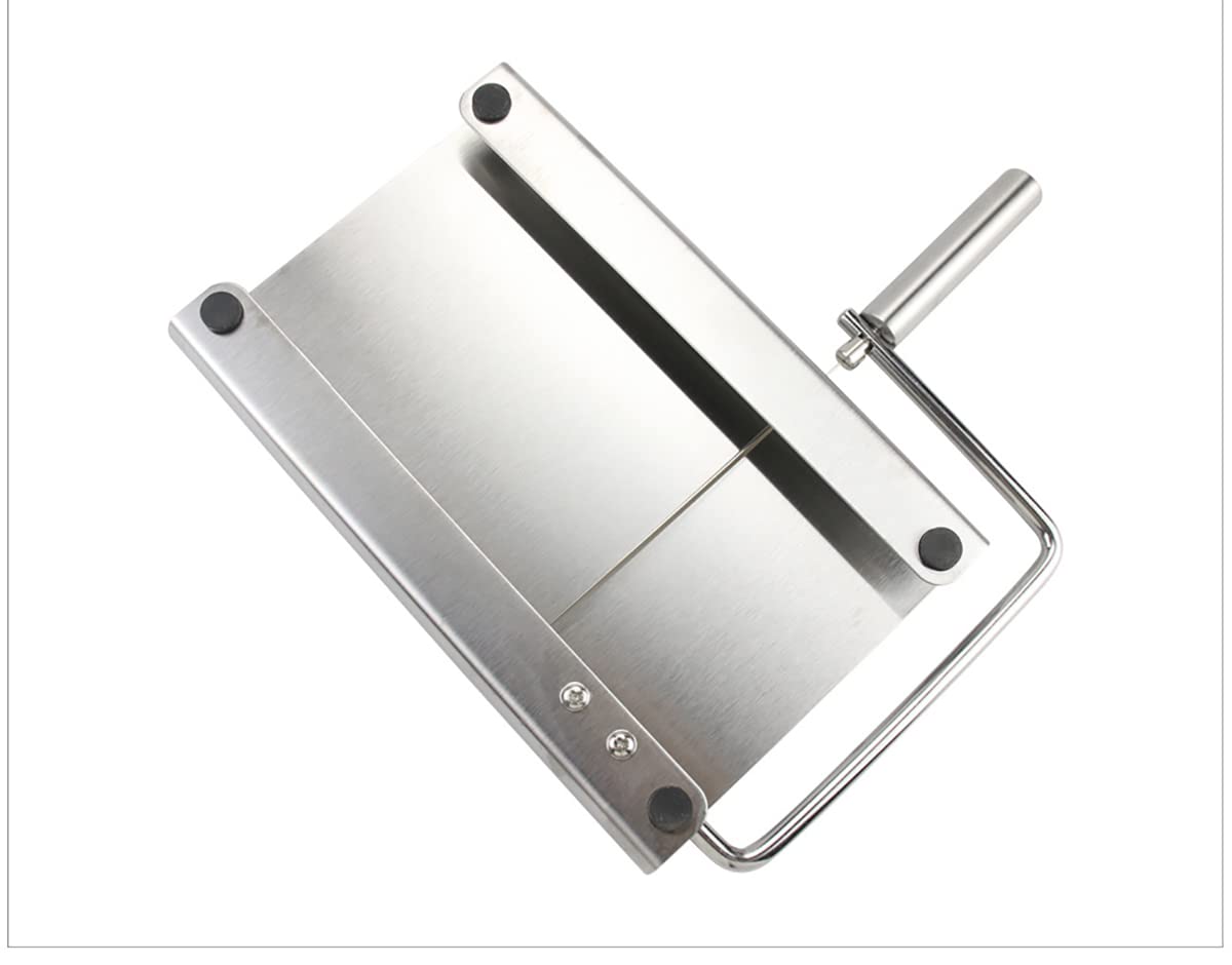Cheese Slicer Stainless Steel Butter Cutter Cheese Cutter with Precision Scale Plate for Accurate Cuts with Four Replacement Cords and Knife and Fork Set of Four for Cheesecake Butter Sausage