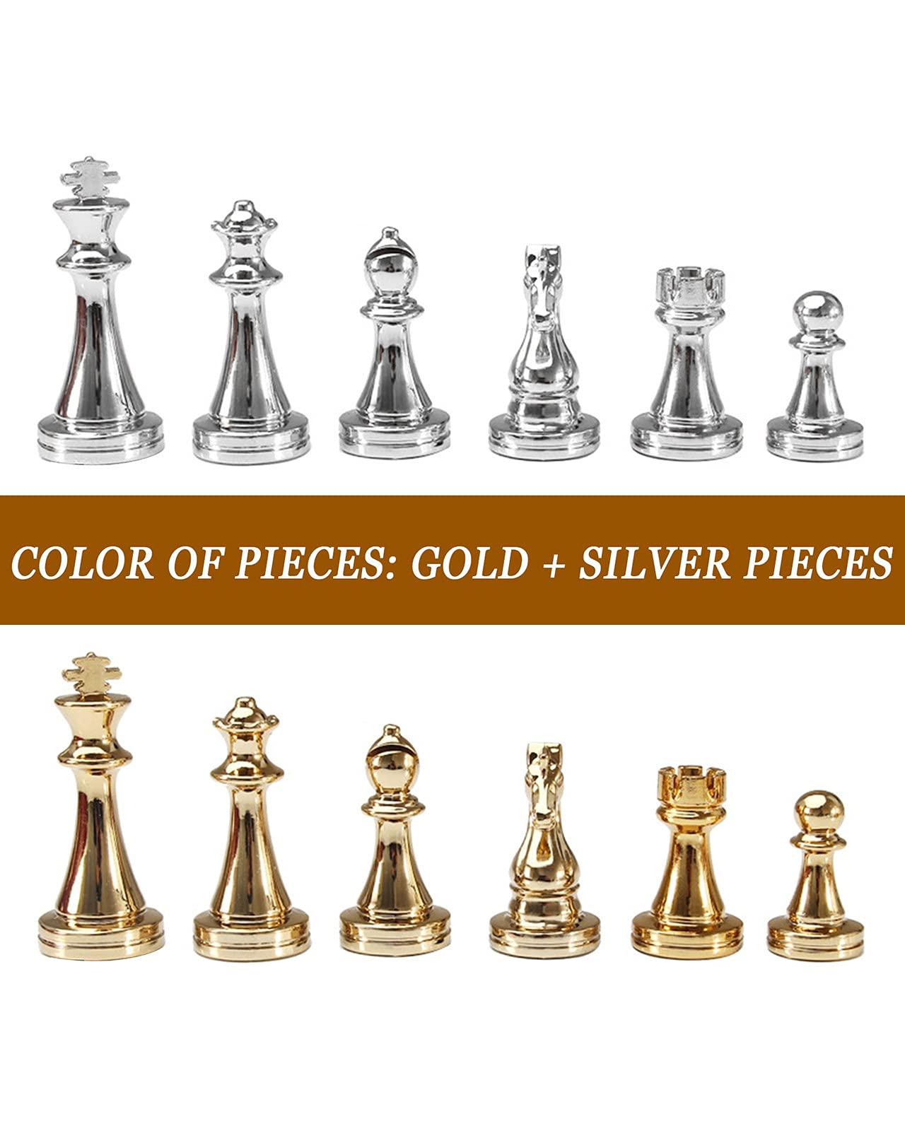 Chess Set International Folding Pu Leather/Wood Board and Metal Pieces Kit Set Brain-Training Educationalpieces