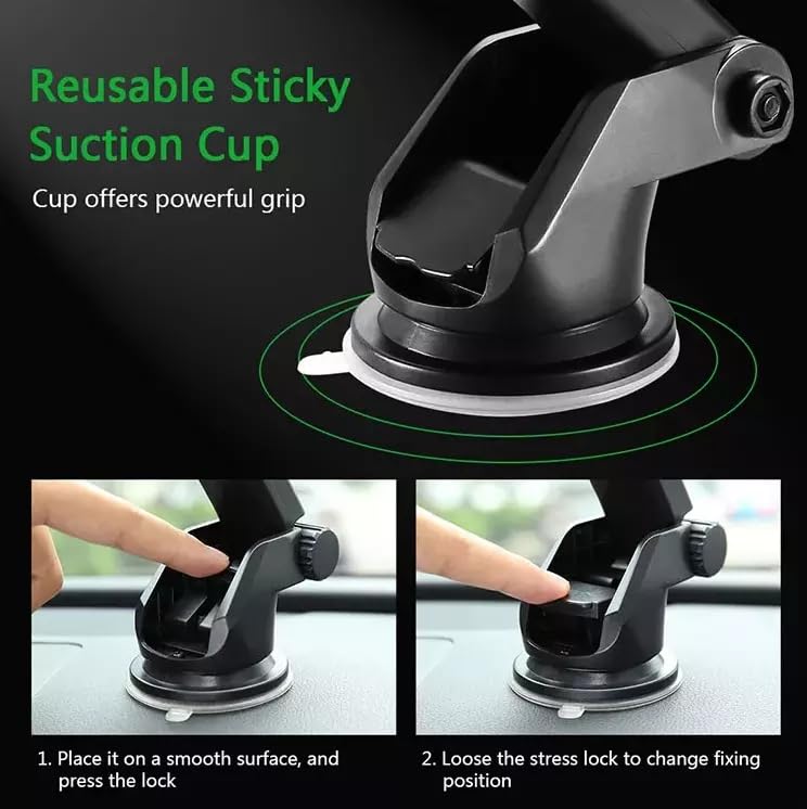 Car Phone Holder - Universal Mount for Secure and Convenient Smartphone Use - 360° Rotation, Easy Installation - Fits iPhone, Samsung, and More