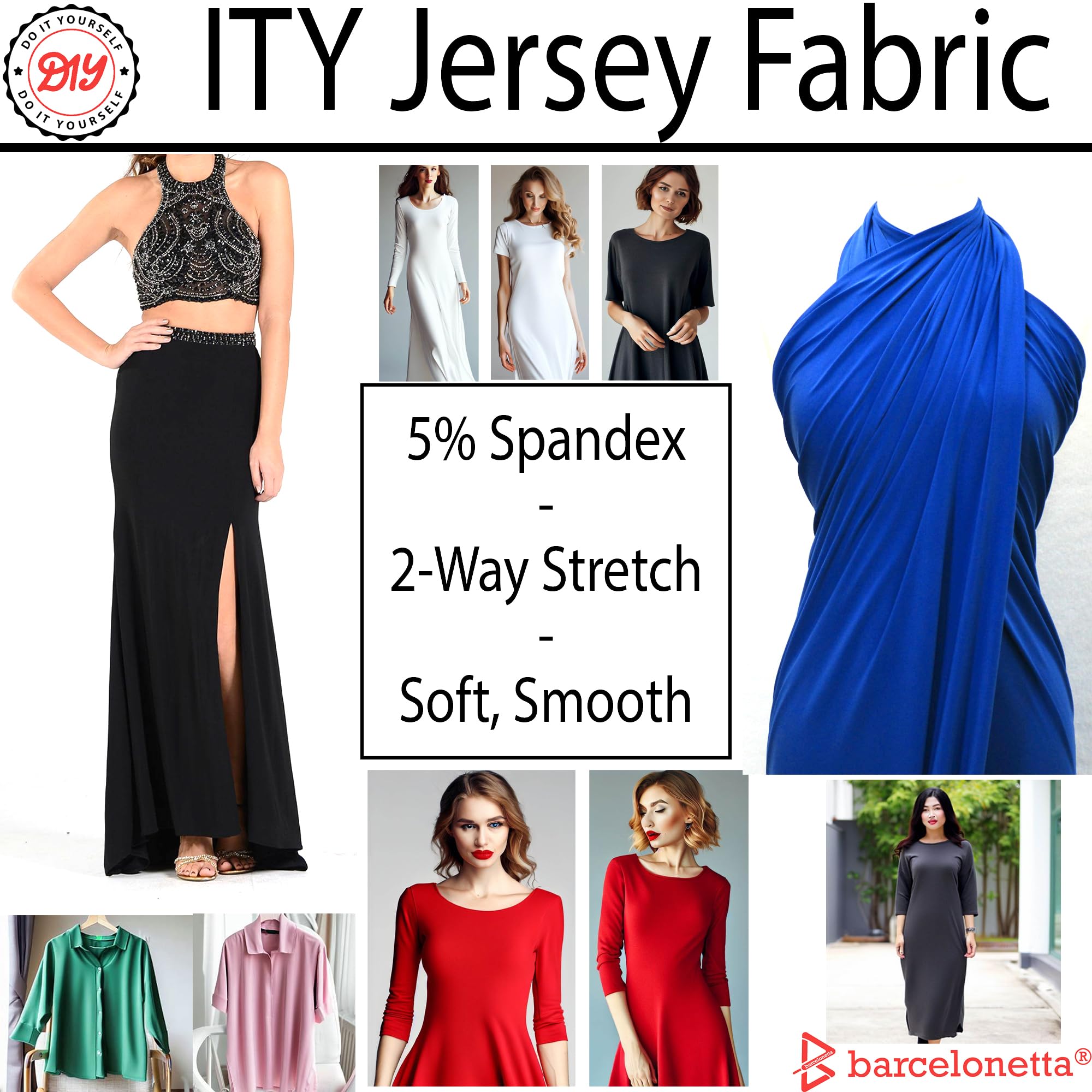 ITY Fabric | 2 Yards | Jersey Spandex Knit Fabric | Stretchy | Anti-Wrinkle, Breathable | 60" Wide | Apparel, Dress, Top, Skirt (Light Pink, 2 Yards)