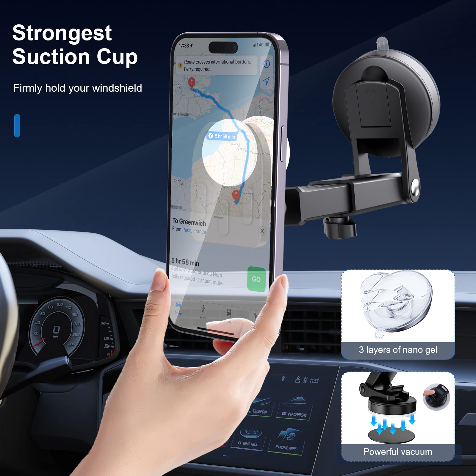 Car Phone Holder for Collapsible Grip/Socket Mount,3 in 1 Air Vent Car Mount,Dashboard Sticker Holder,Suction Cup Phone Holder,Socket Grip for Fits All Smartphone,Used On Car, Home,Office