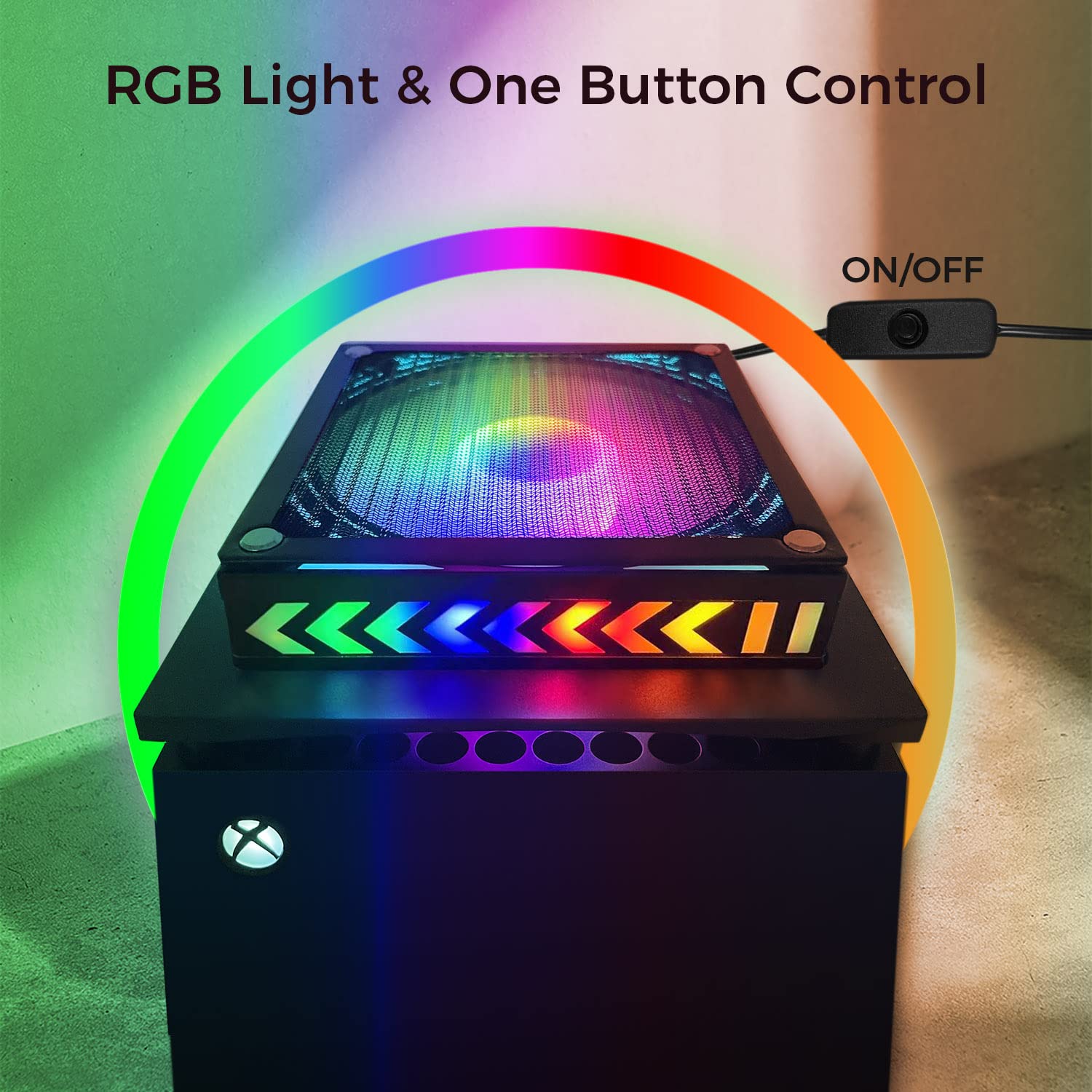 Cooling Fan Compatible with Xbox Series X - Sonicgrace Fan Cooler for Xbox Series X with RGB LED Light, Dust-proof, One-button Control, Low Noise Top Fan for Series X Accessories